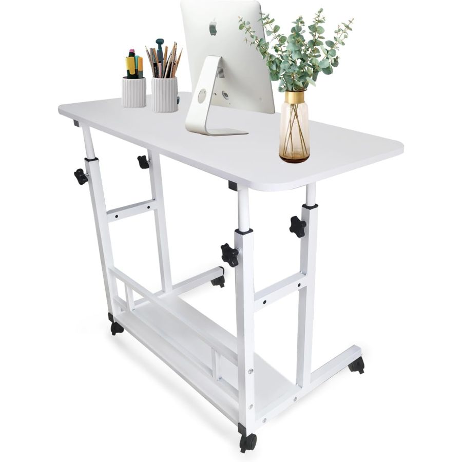 Birou 60 cm din MDF reglabil pe înălțime, cu roti 360gr