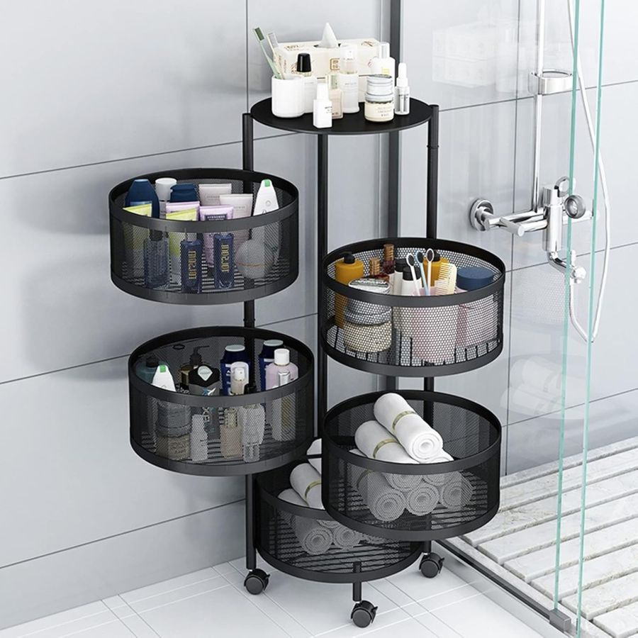Raft metalic rotativ 5 etaje Pantry Pro, organizator bucatarie, Elastix