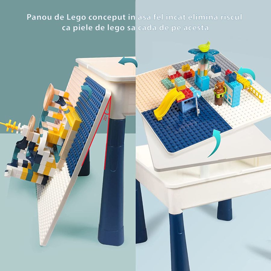Masa lego pentru copii 186 cuburi + scaunel de la Elastix Shop